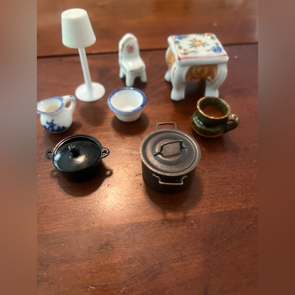 Toys | Miniature Furniture Lot Porcelain Chair Pitcher Metal Pots Wlids ...